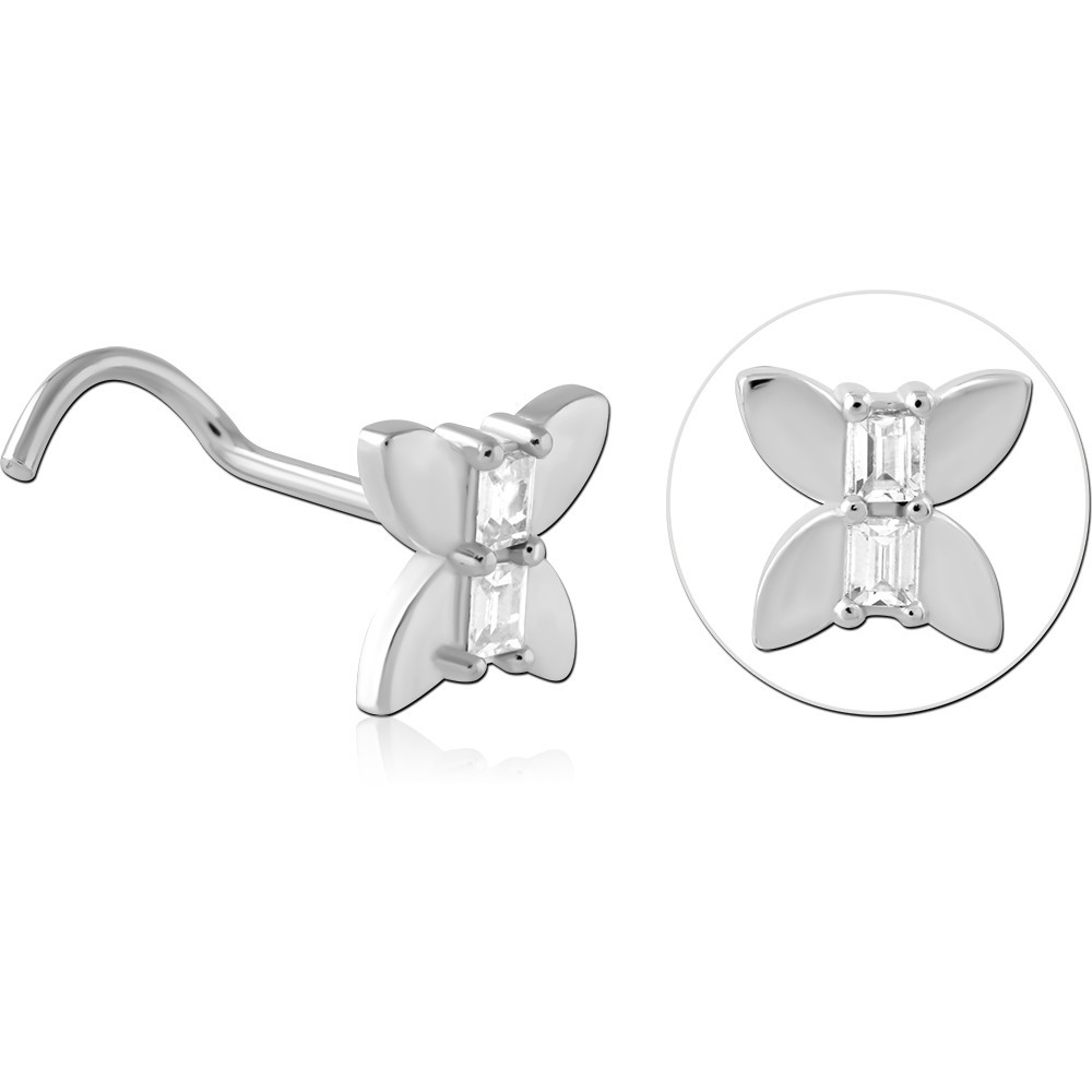 STERLING SILVER 925 JEWELED CURVED NOSE STUD
