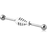 SURGICAL STEEL INDUSTRIAL BARBELL WITH ADJUSTABLE SLIDING CHARM - FISH